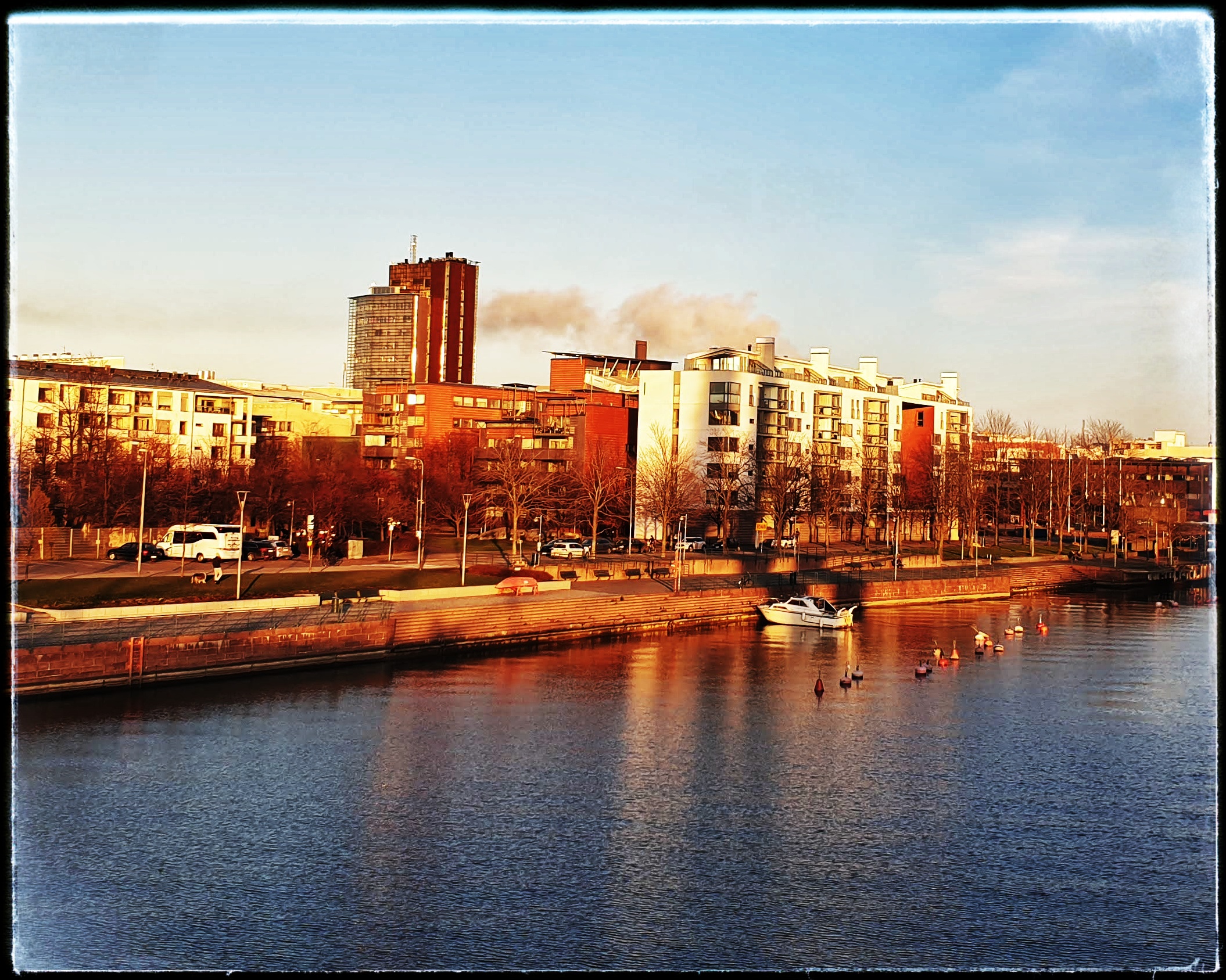 November sunset on Ruoholahti – Helsinki, Finland – 15 November 2019 ...